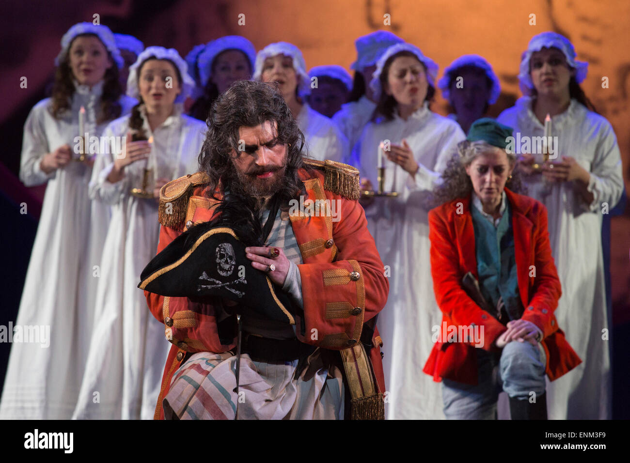 London, UK. 7 May 2015. Joshua Bloom as The Pirate King. Dress ...