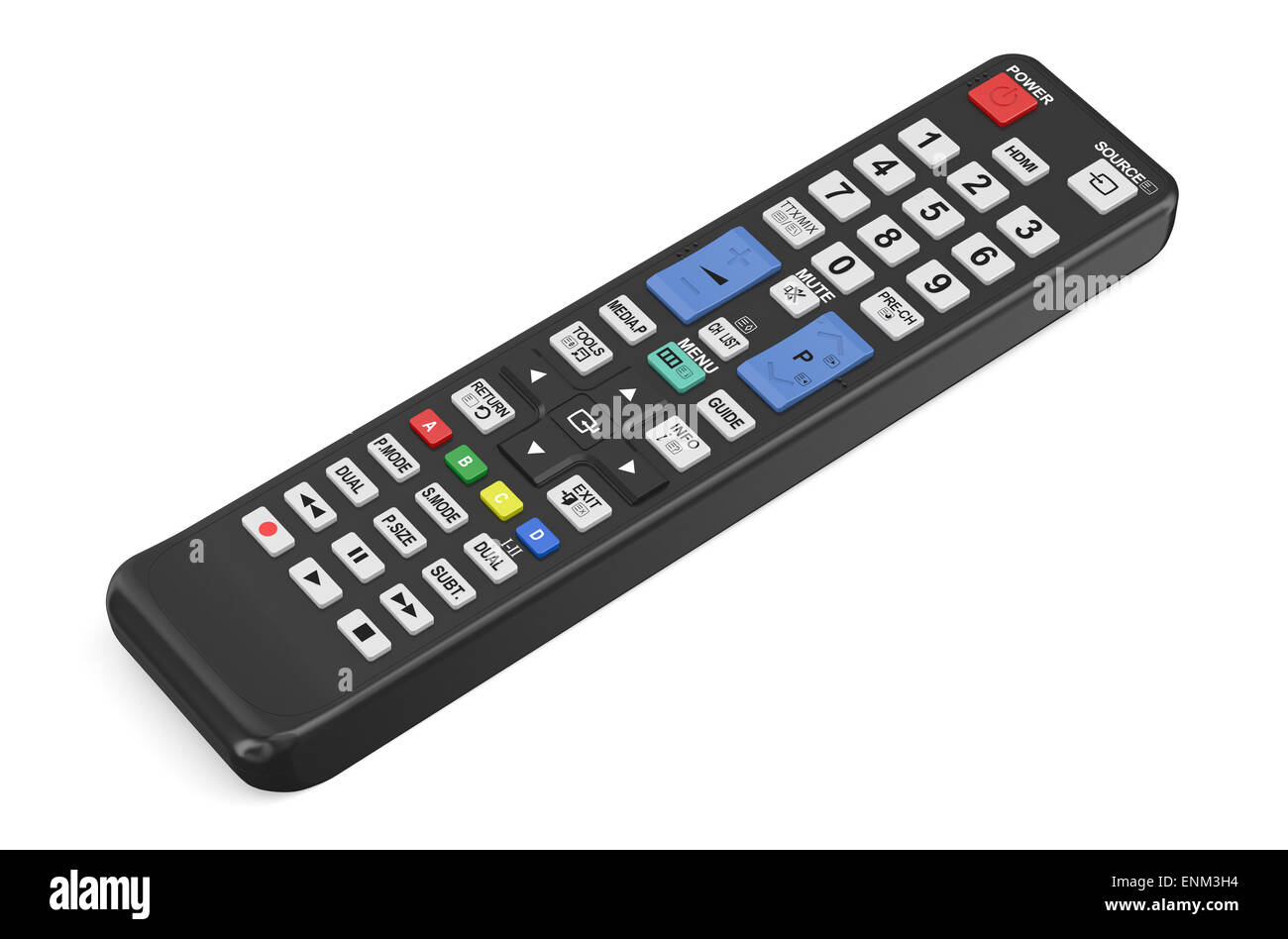 TV remote control isolated on white background Stock Photo - Alamy