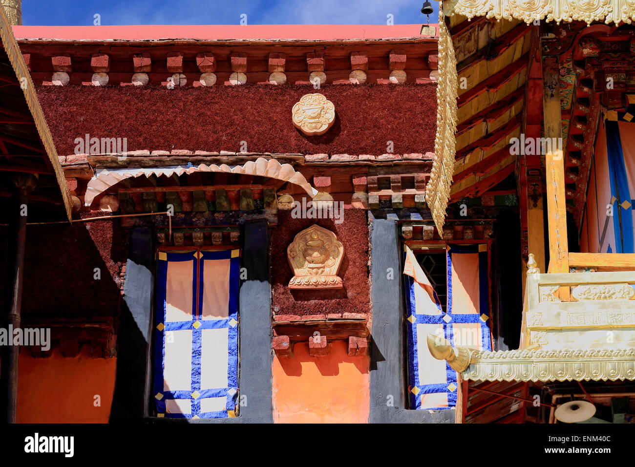 Gilded roundels and decorated oriel in the courtyard of the AD.642 ...