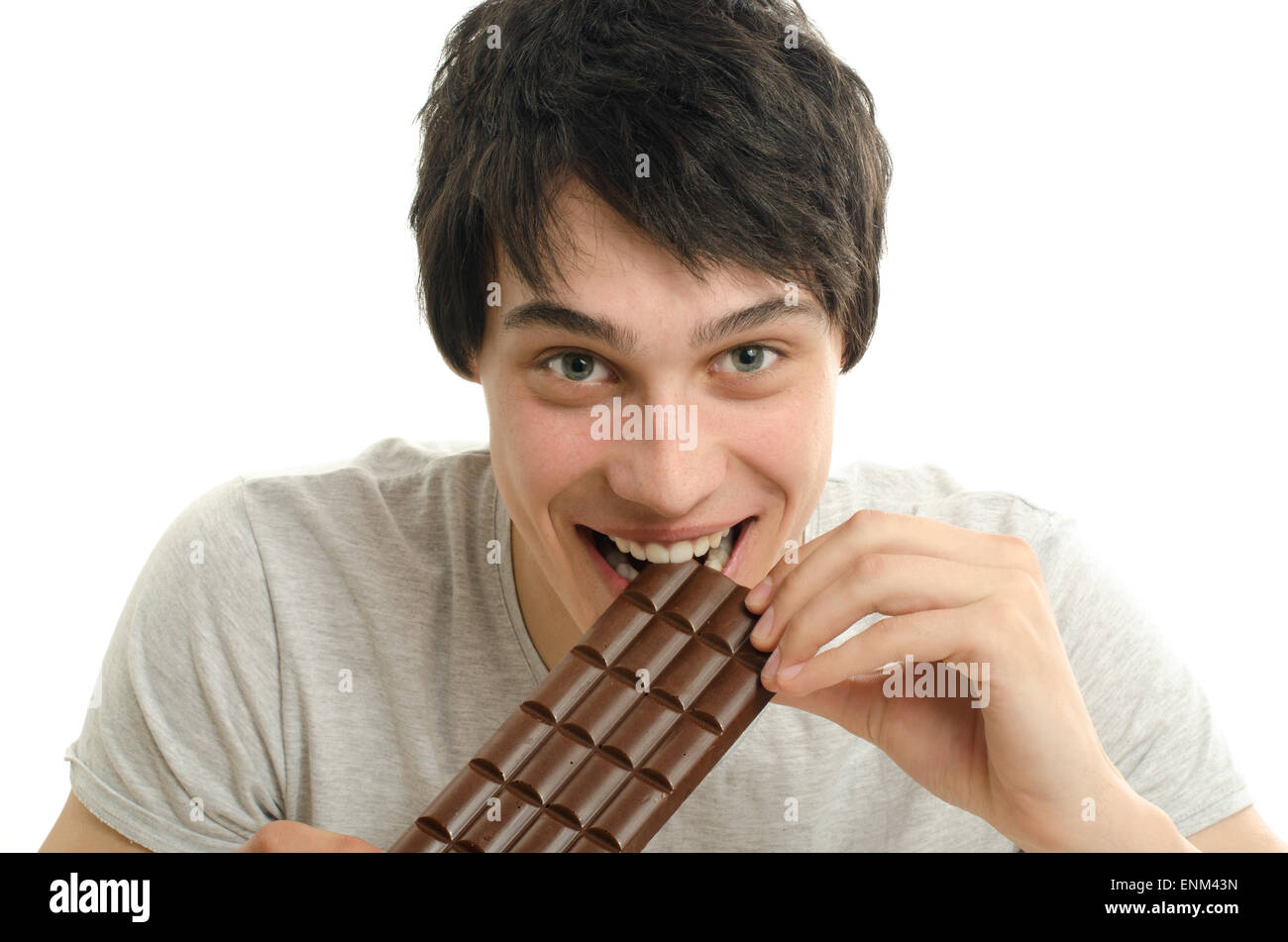 Happy fat man eating chocolate hi-res stock photography and images - Alamy