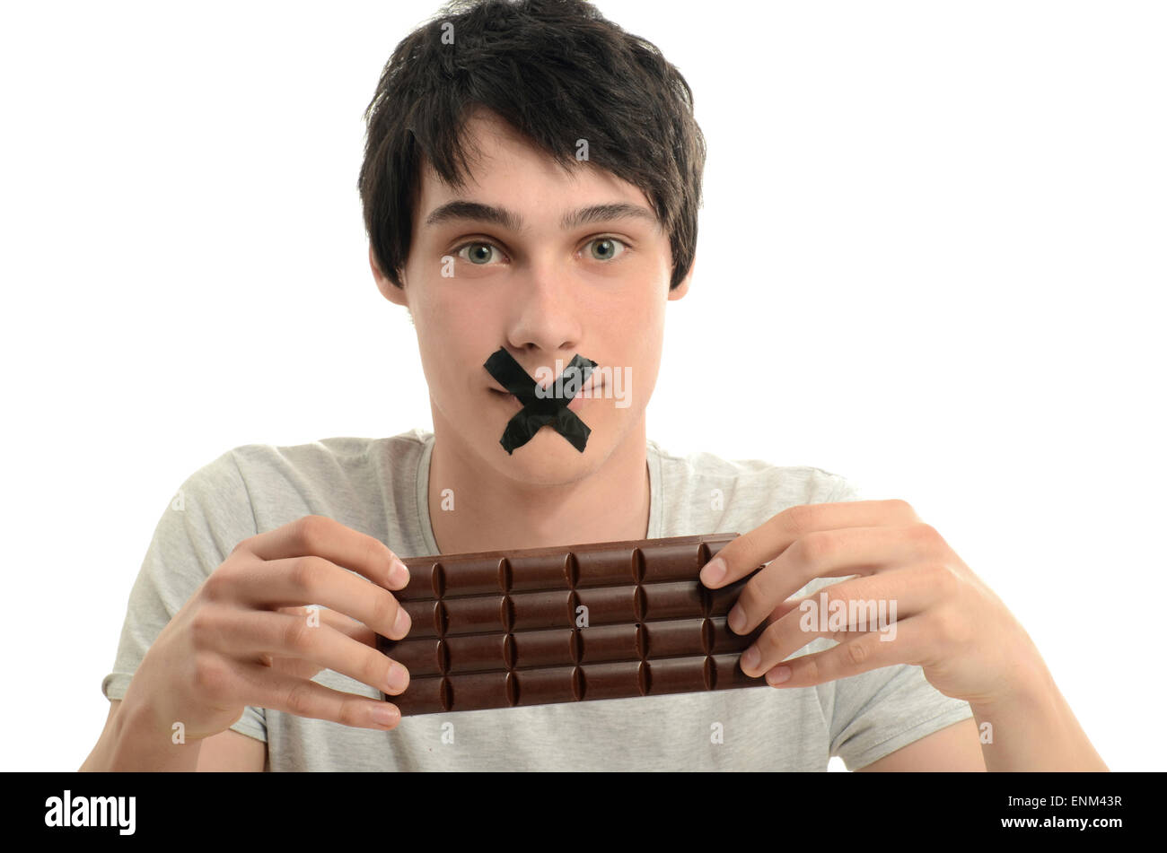Upset man forbidden from eating a yummy chocolate and having some sugar ...