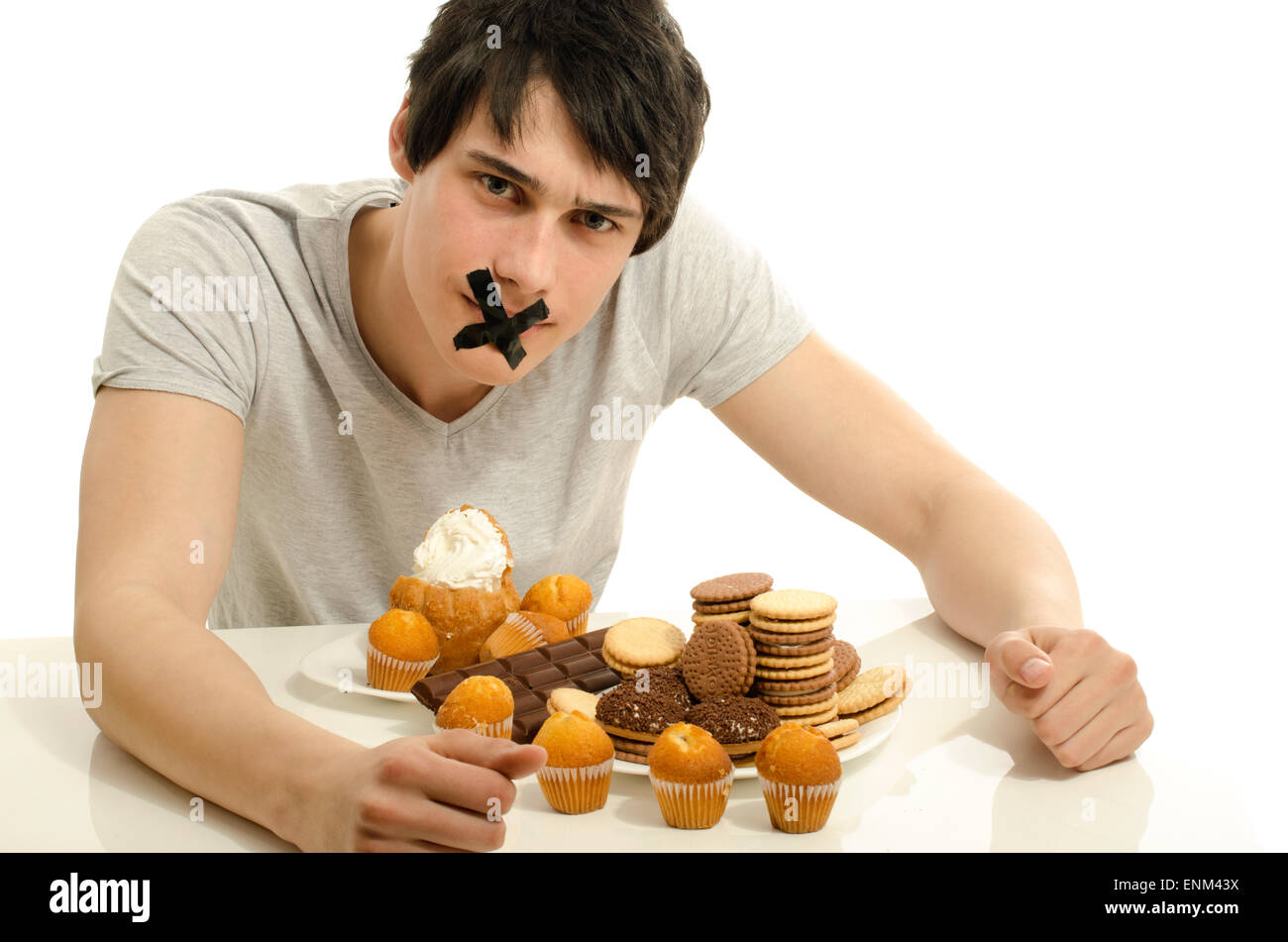 Man in love with sweets, candies,chocolate and sugar but trying to ...