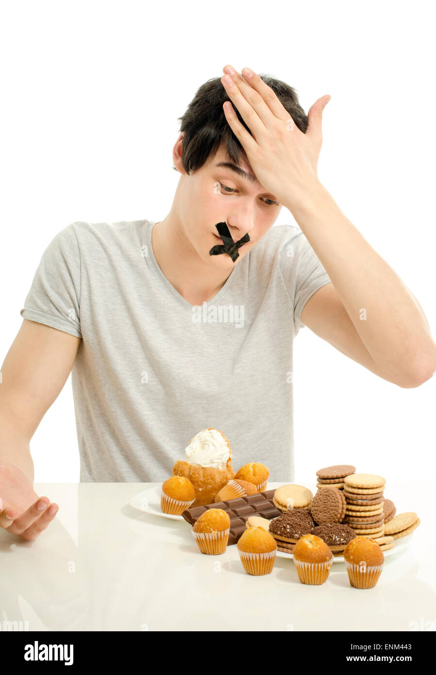 Man in love with sweets, candies,chocolate and sugar but trying to ...