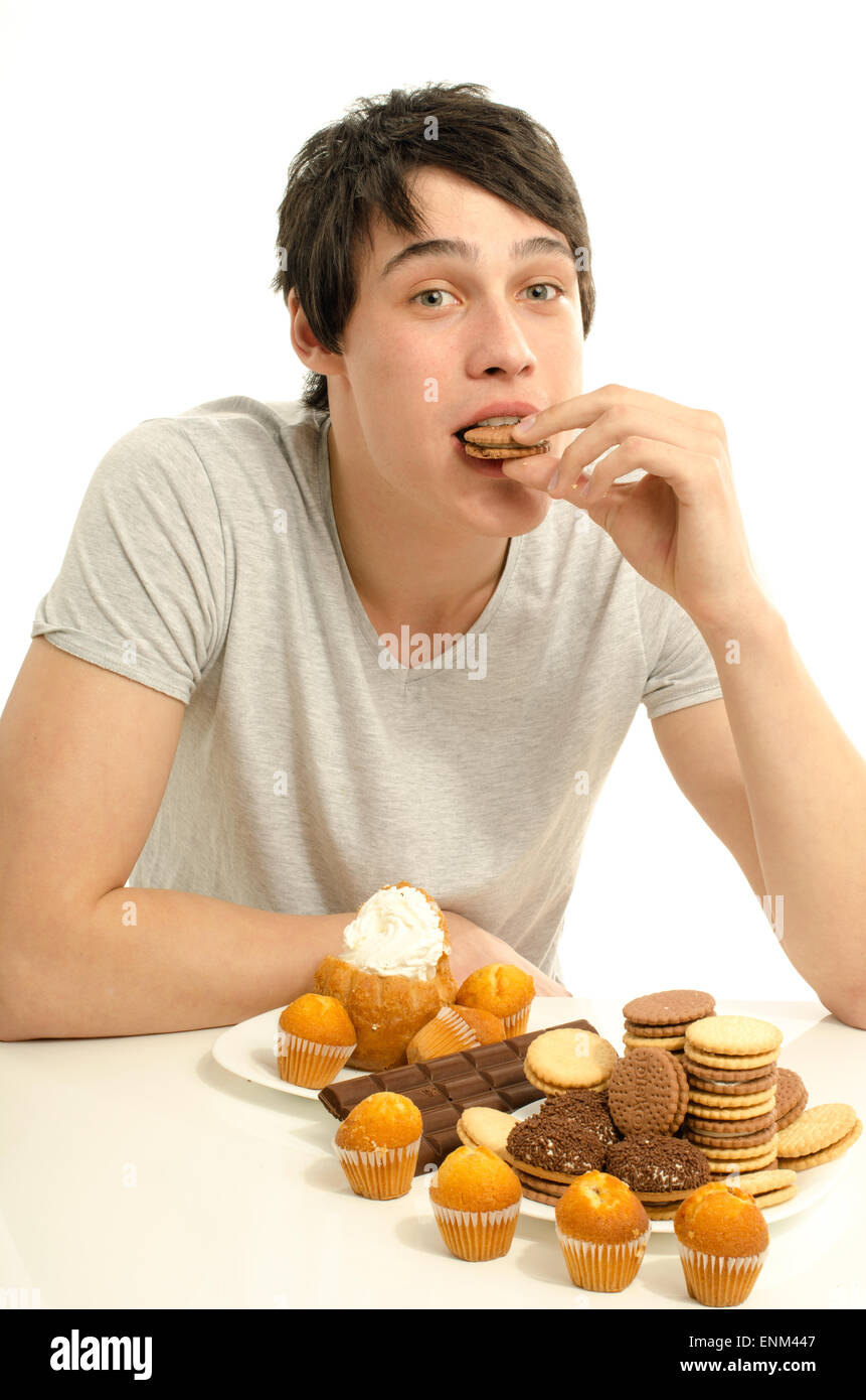 Man in love with sweets, candies,chocolate and sugar Stock Photo - Alamy