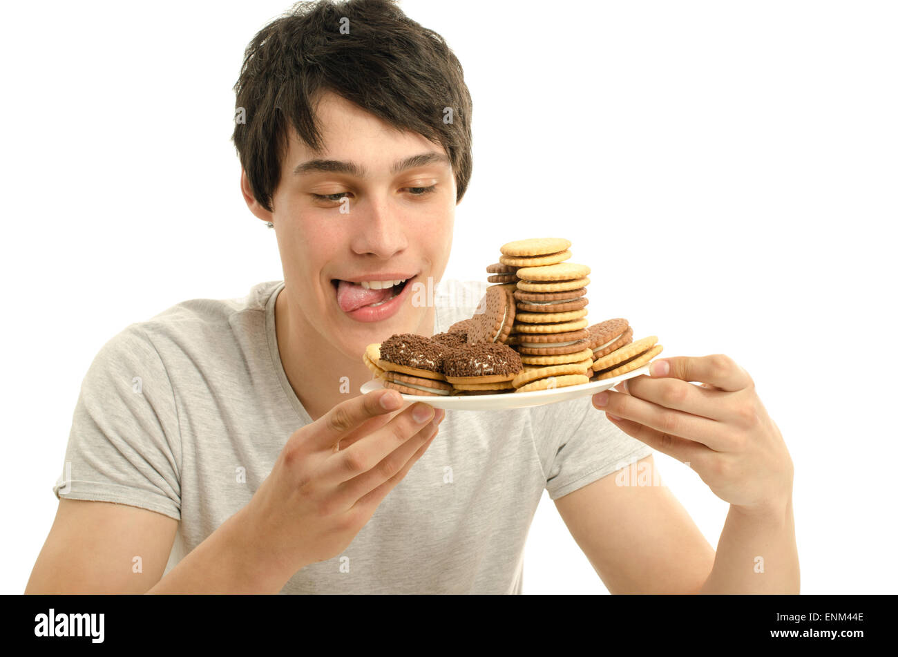 Man in love with sweets, candies,chocolate and sugar Stock Photo - Alamy