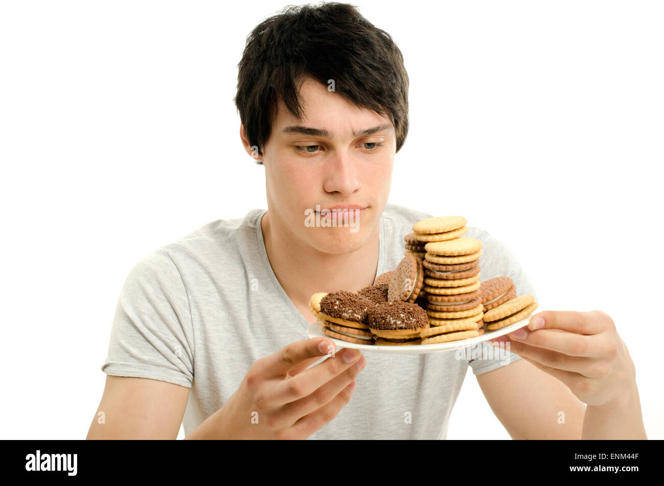 Man in love with sweets, candies,chocolate and sugar but trying to ...