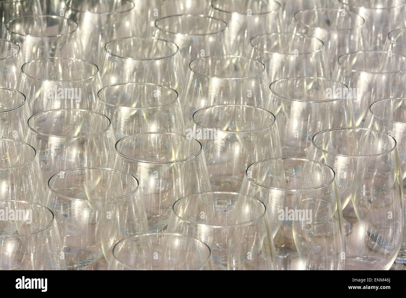 Wine glasses in rows Stock Photo - Alamy