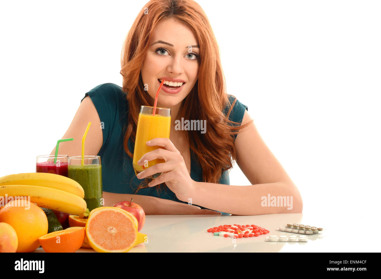 Patient saying no to medical treatment. Beautiful woman refuses to take ...