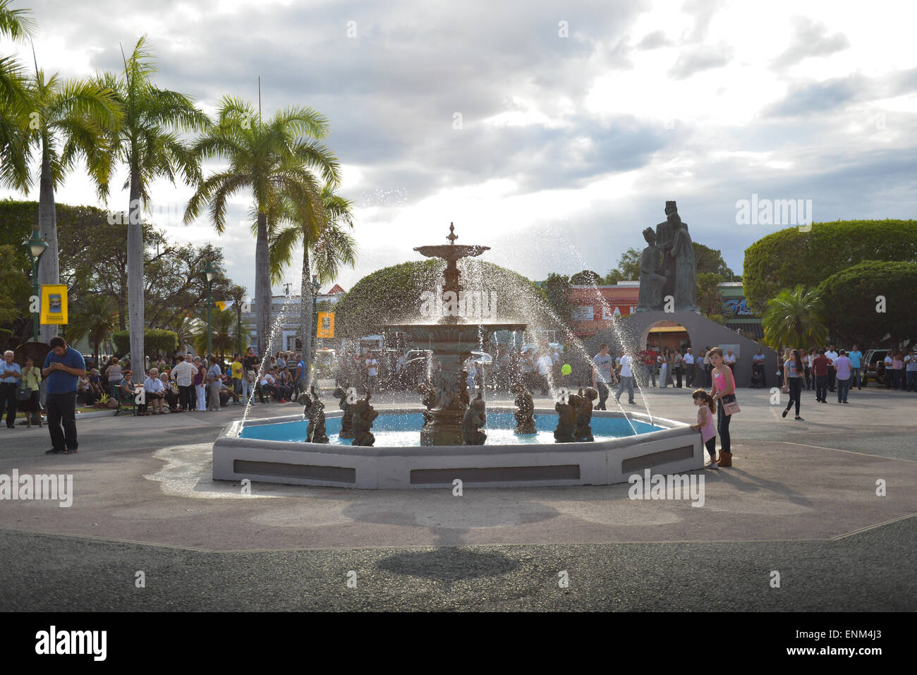 Water fountain at the plaza Román Baldorioty de Castro. Juana Diaz ...