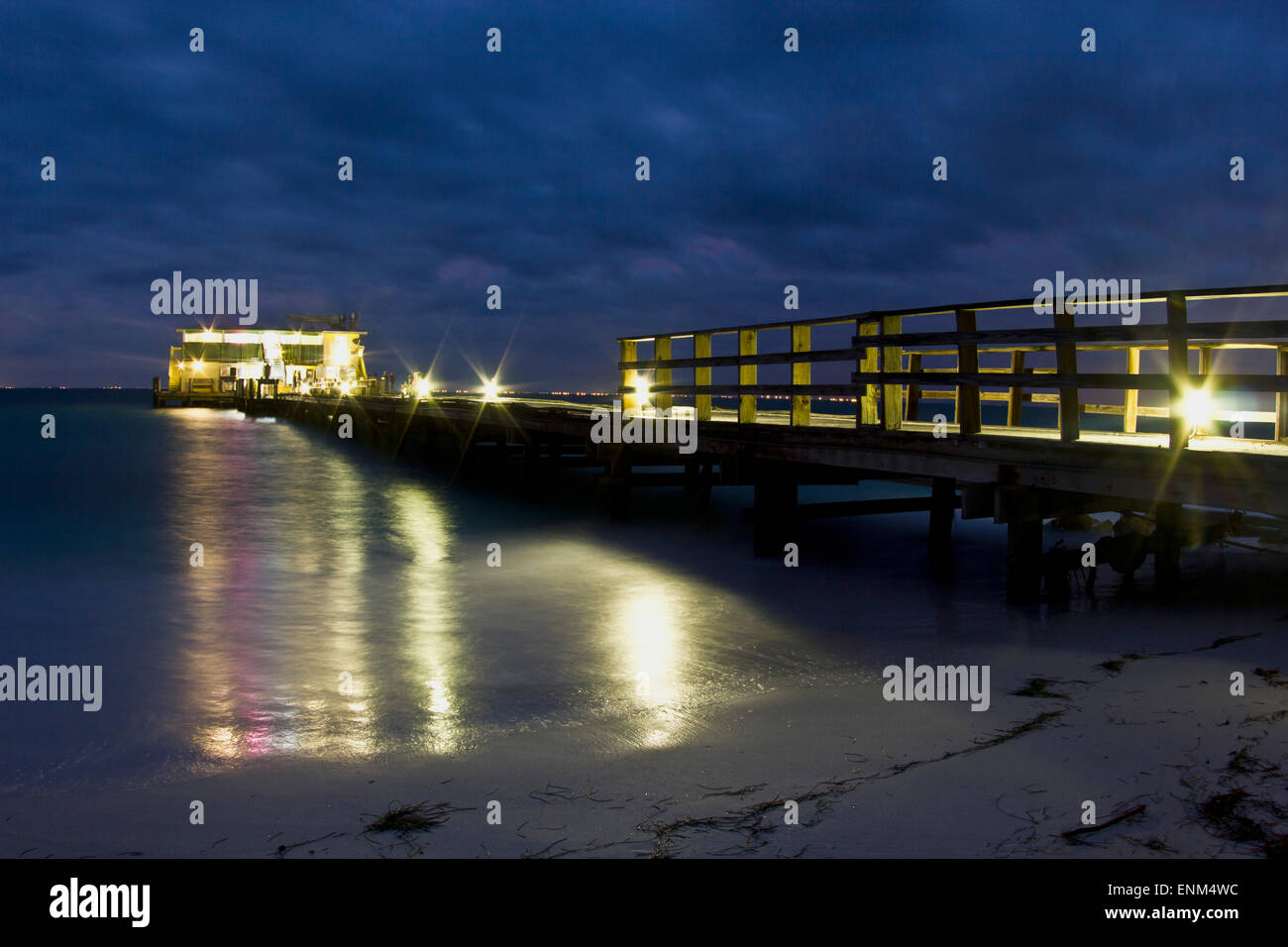 A nightscape of the Rod n Reel pier at Anna Maria Island, Florida Stock ...
