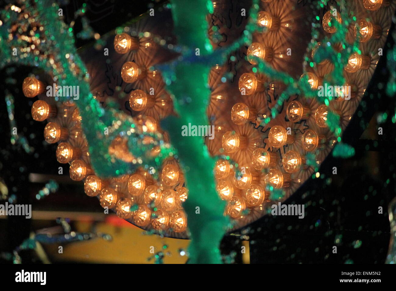Fountain water splashing by lights at night Stock Photo - Alamy