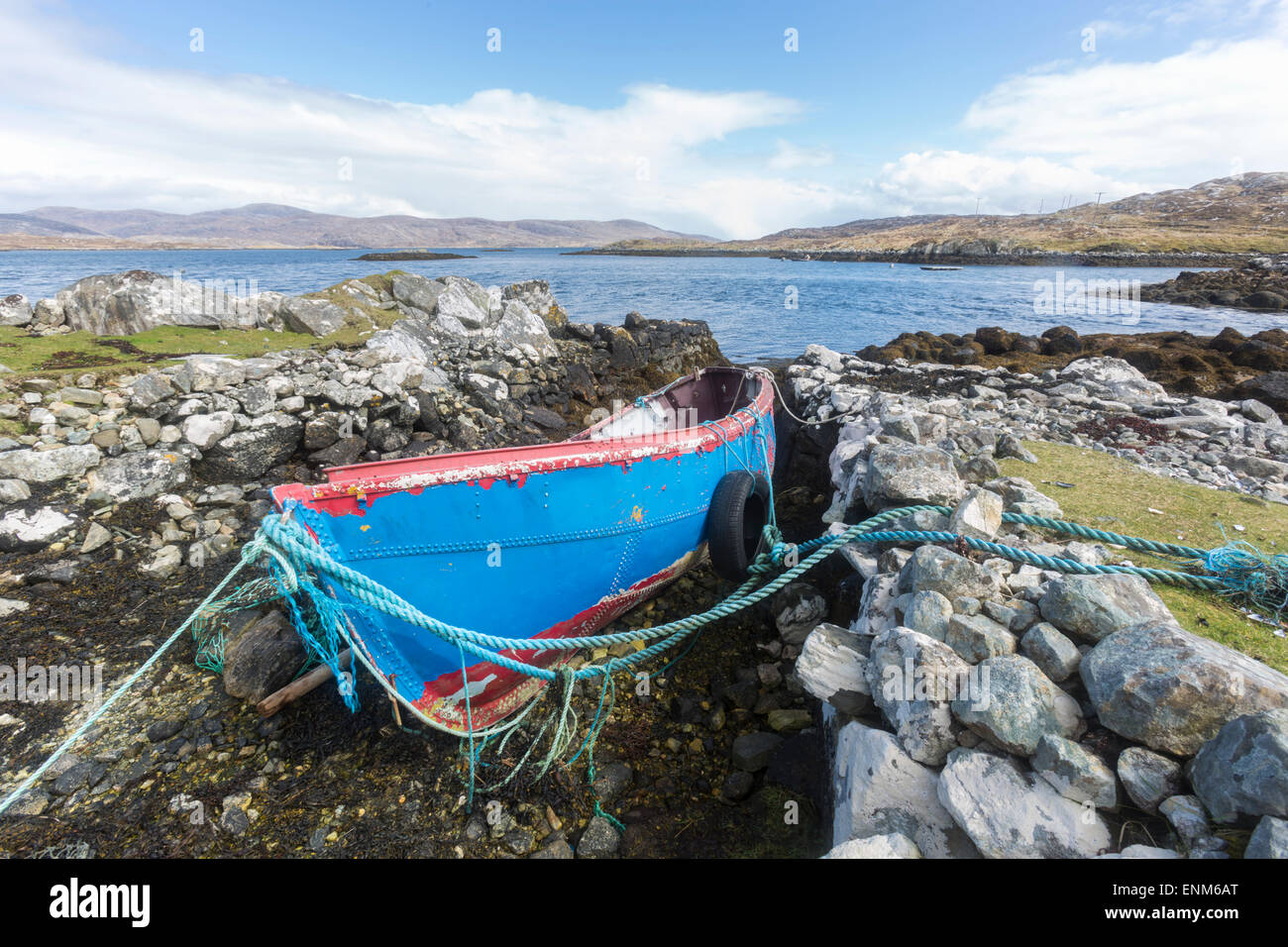 Little blue boat Stock Photo - Alamy