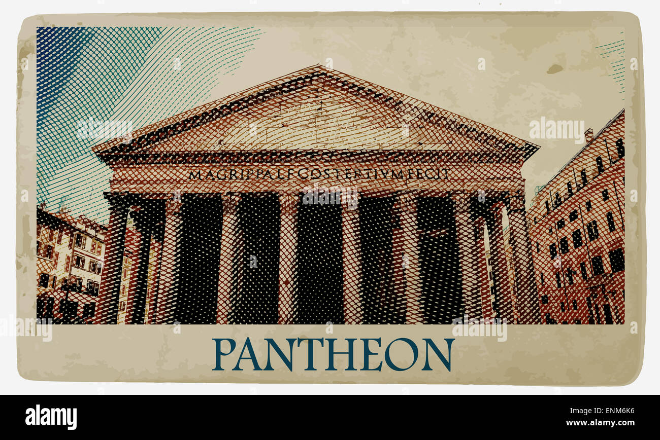 Ancient pantheon etching hi-res stock photography and images - Alamy