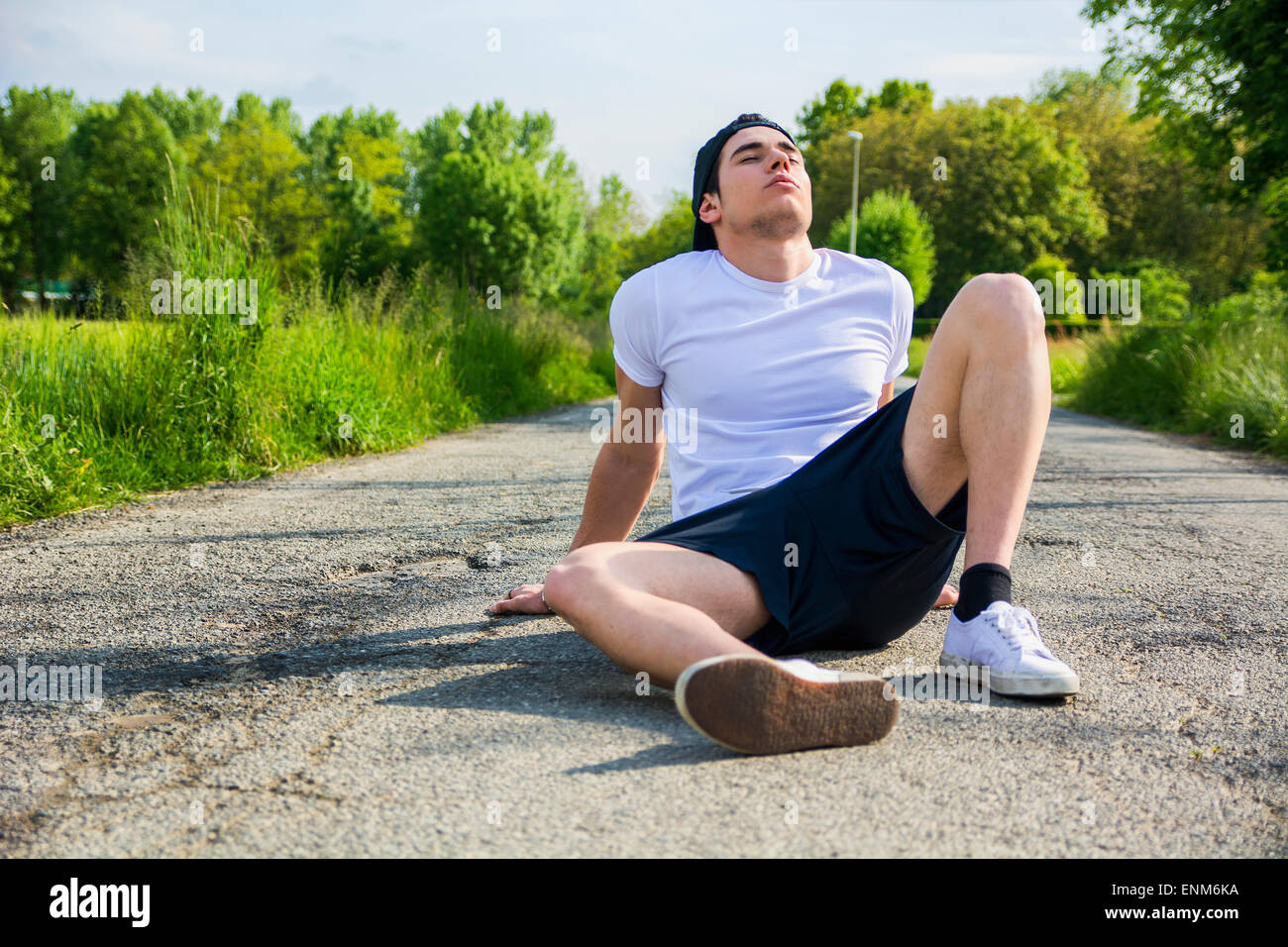 Young tired man resting after hi-res stock photography and images - Alamy