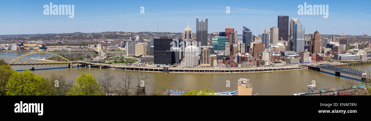 The skyline of Pittsburgh, Pennsylvania showcases the city sitting at ...