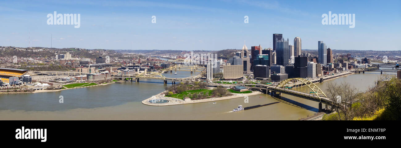 The skyline of Pittsburgh, Pennsylvania showcases the city sitting at ...
