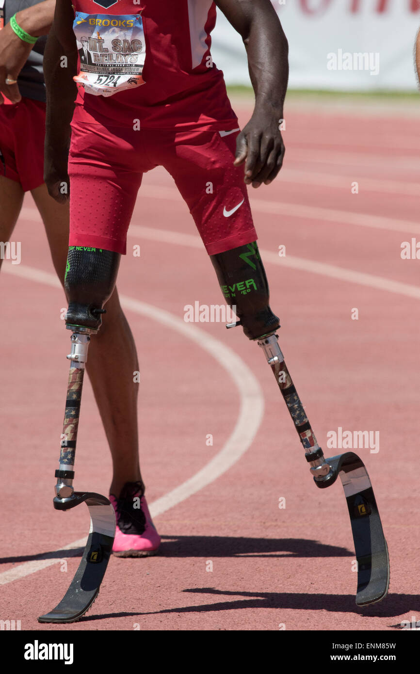 Paralympic runner 5724 Regas Woods USA at the Mt sac relays 2015 ...