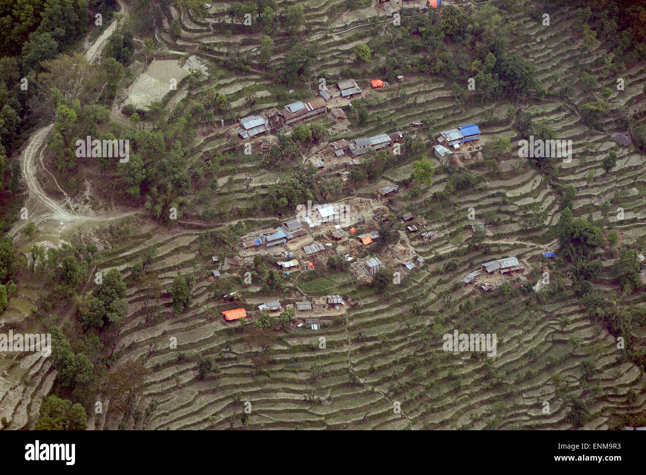 Dhading District, Nepal. 07th May, 2015. An aerial image dated 07 May ...