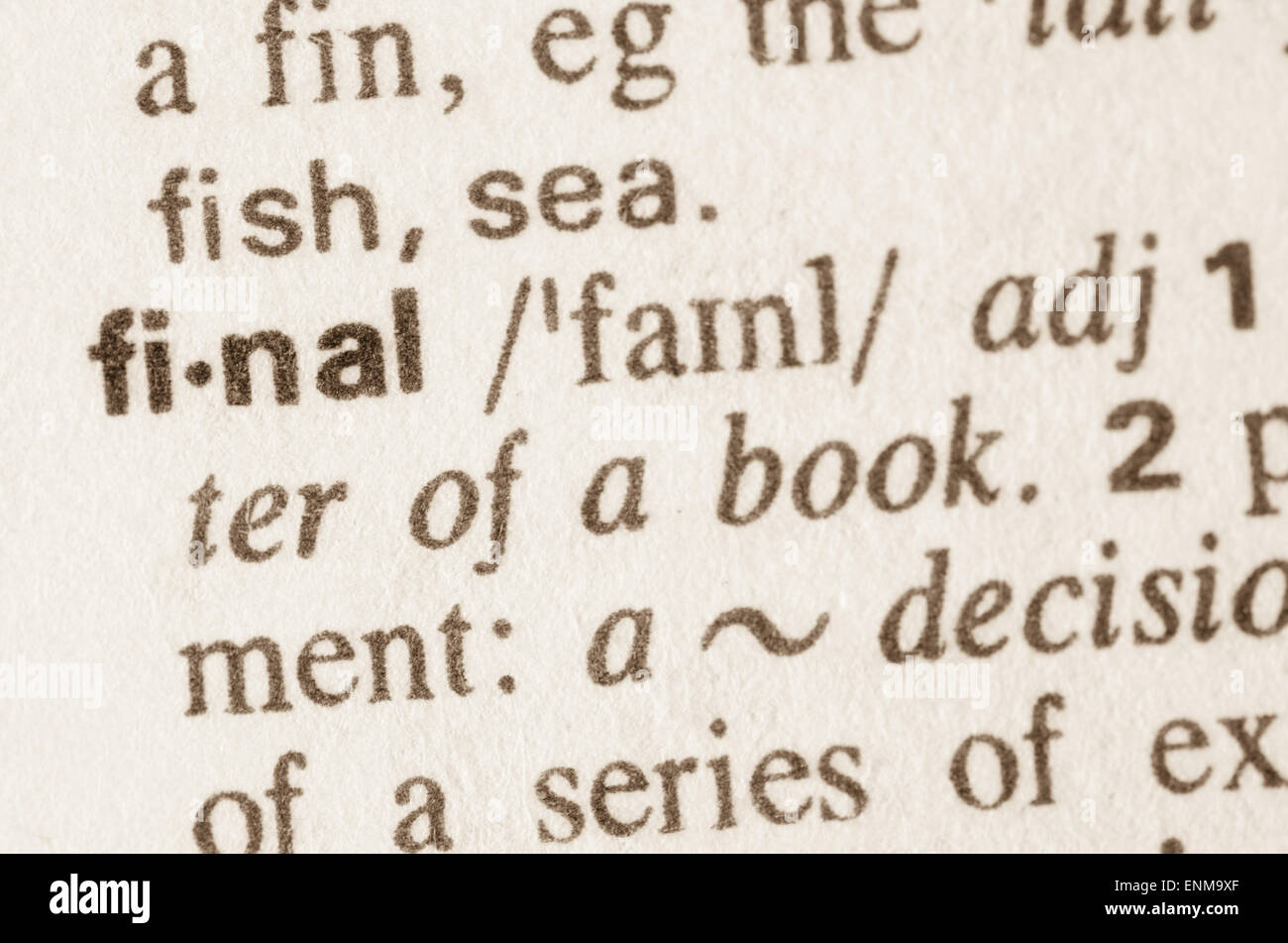 Definition of word final in dictionary Stock Photo - Alamy