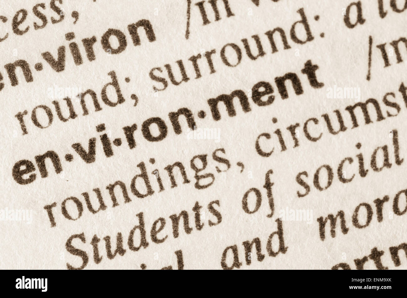 Definition of word environment in dictionary Stock Photo - Alamy