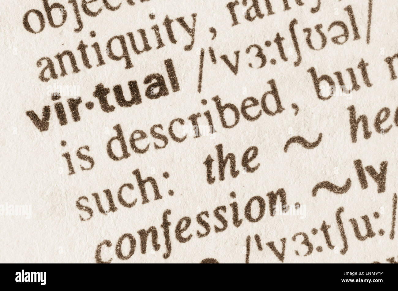 Definition of word virtual in dictionary Stock Photo - Alamy