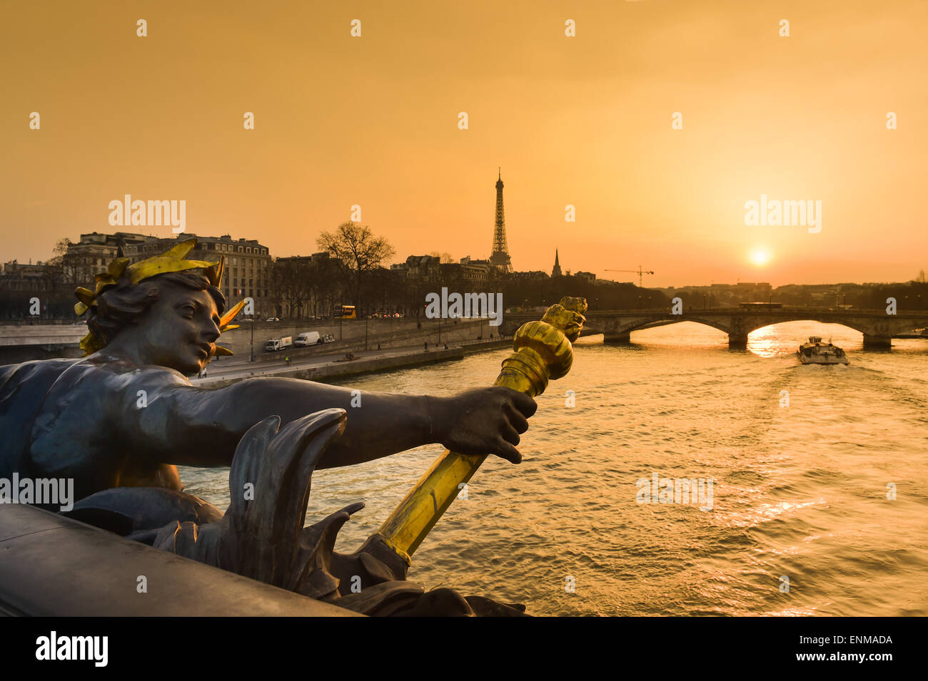 Eiffel Tower since Alexandre III Bridge in Paris, France Stock Photo ...