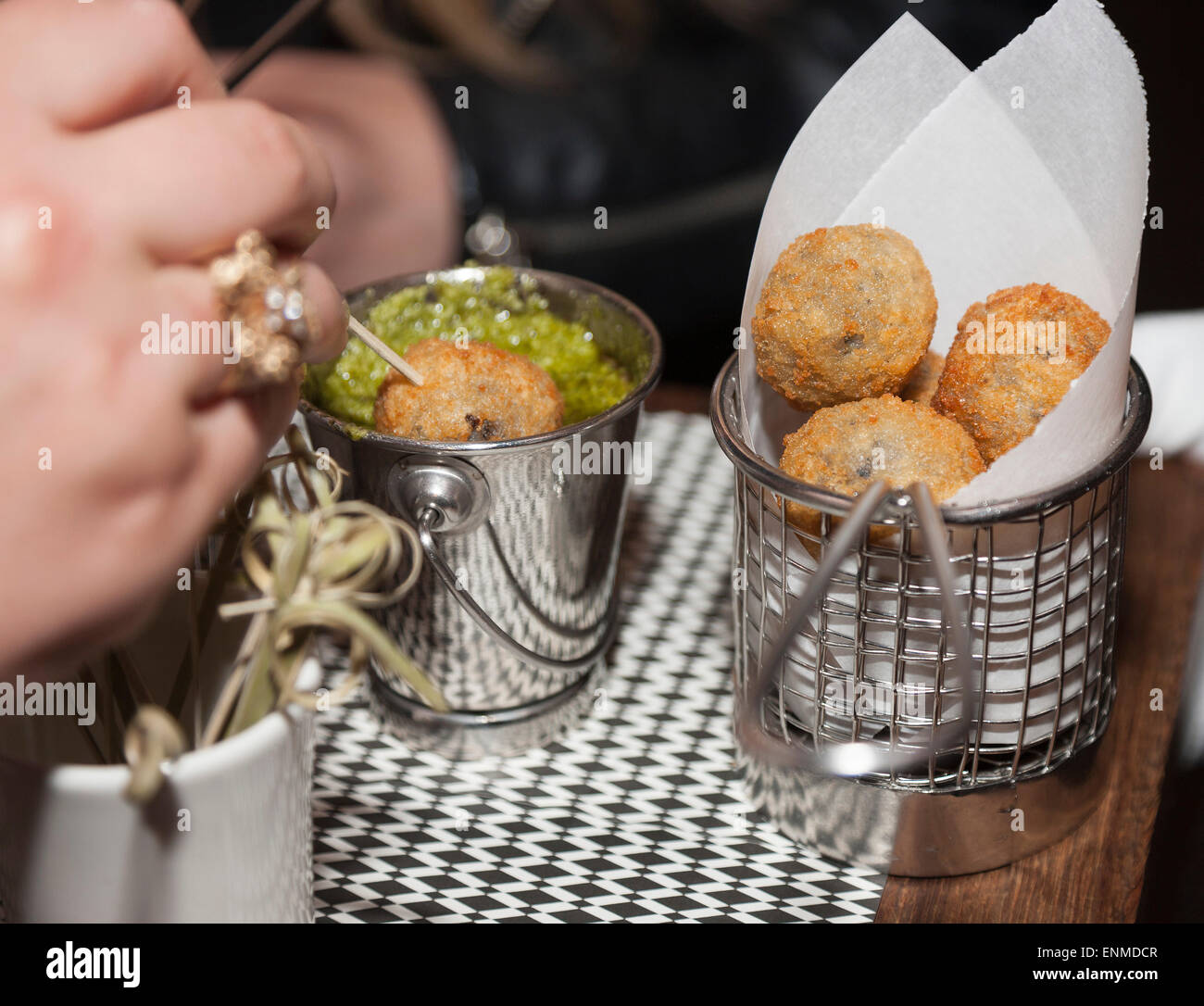 Canapés and dip at a party Stock Photo - Alamy