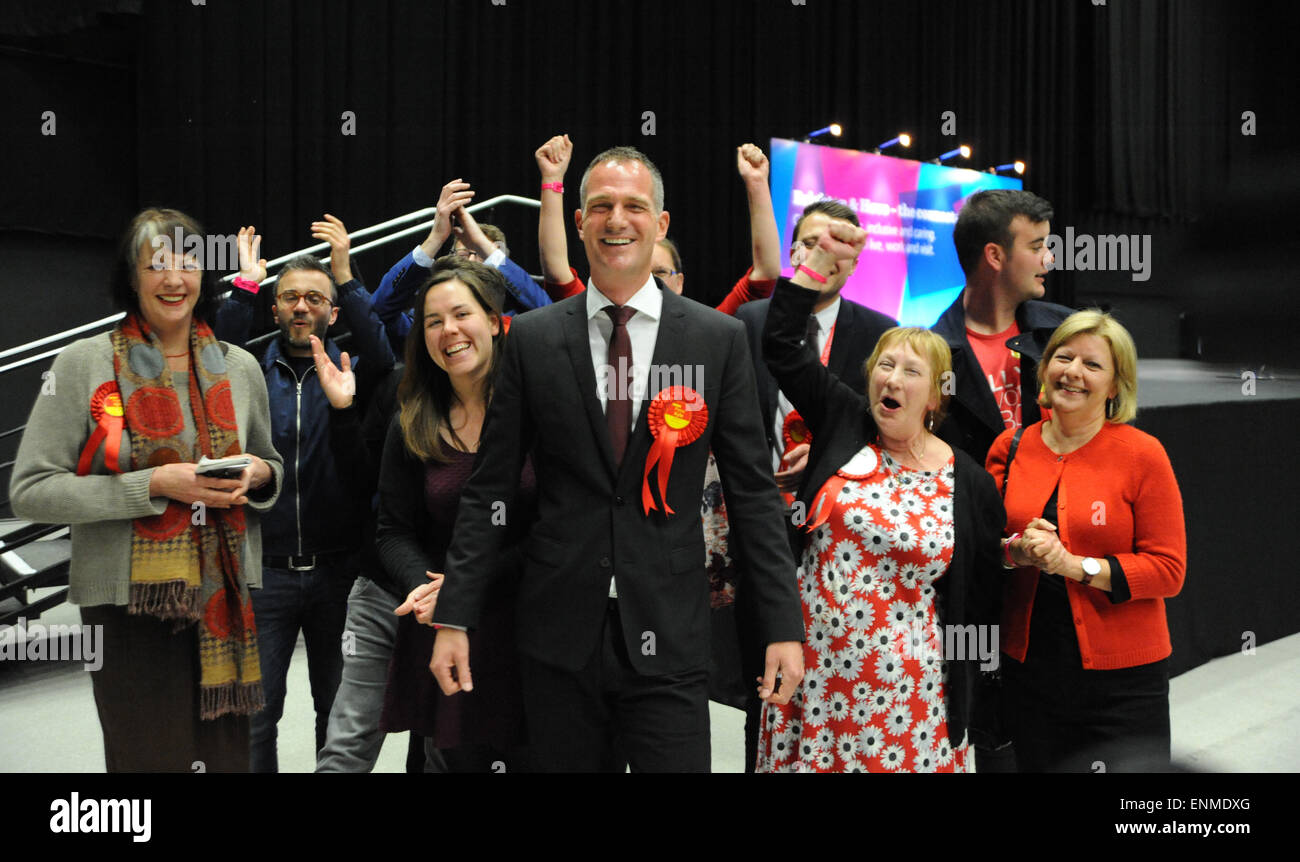 Brighton, UK. 8th May, 2015. Peter Kyle of Labour celebrates with his ...