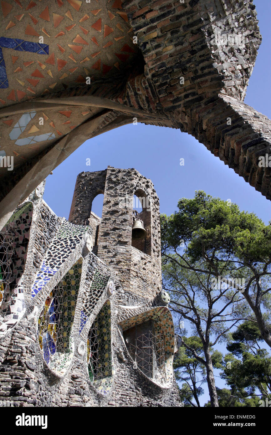 Crypt and unfinished church from Colonia Guell designed by Antoni Gaudi ...