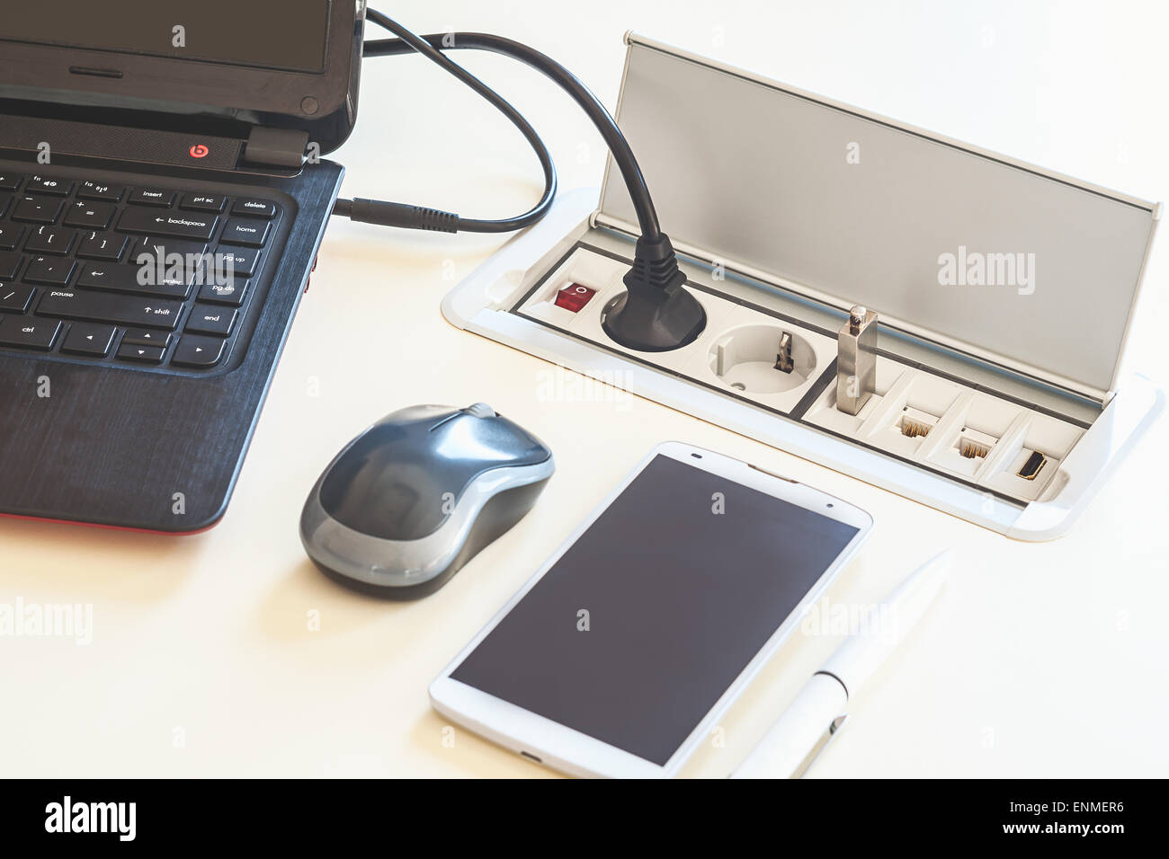 Modern power supply built in table, handy solution for fast access ...