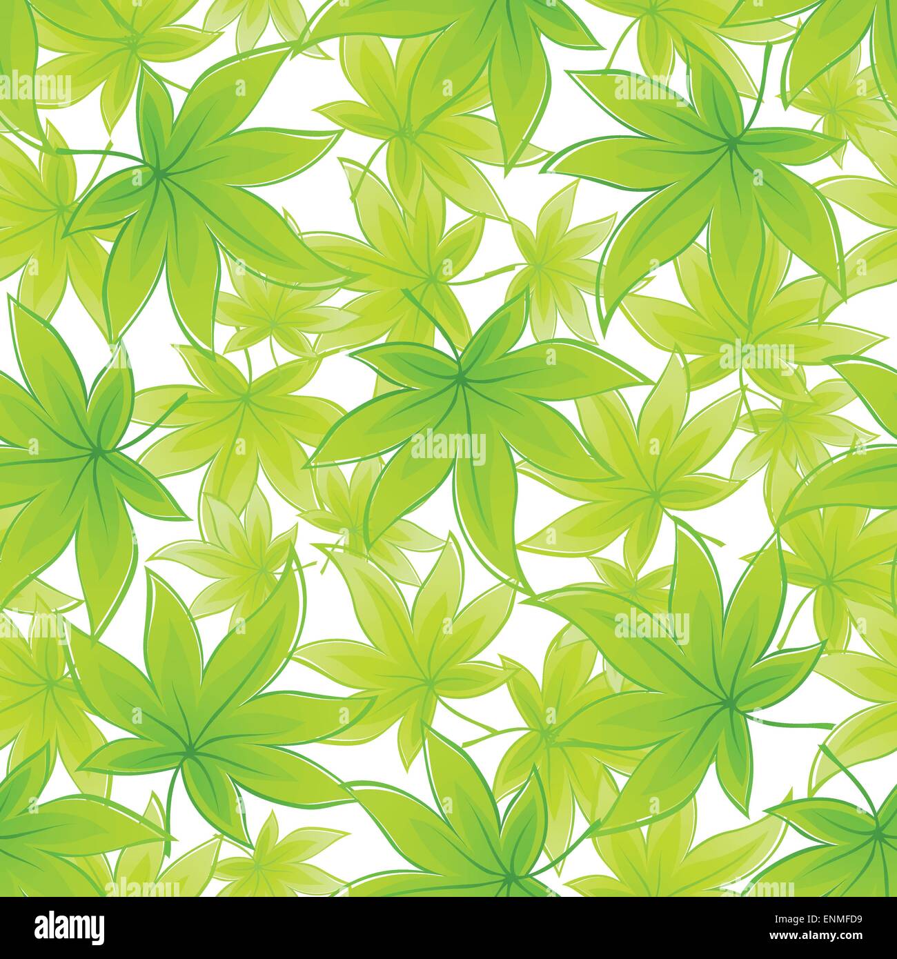 Seamless green leaves vector pattern. EPS 10 Stock Vector Image & Art ...