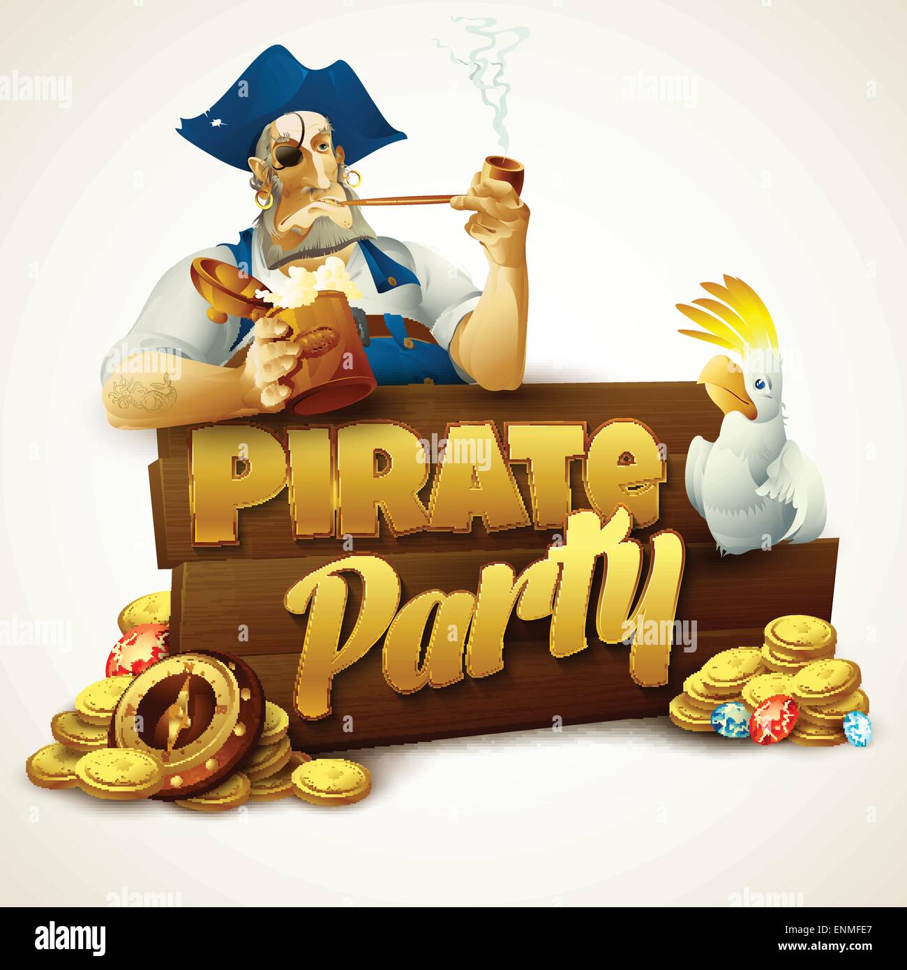 Pirate party poster. Vector illustration EPS 10 Stock Vector Image ...