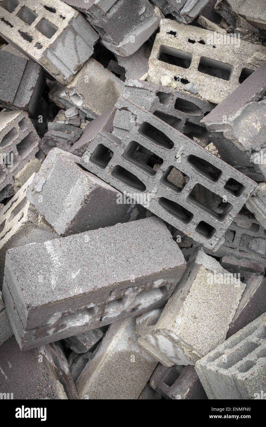 A mountain of concrete bricks arranged in bulk Stock Photo - Alamy