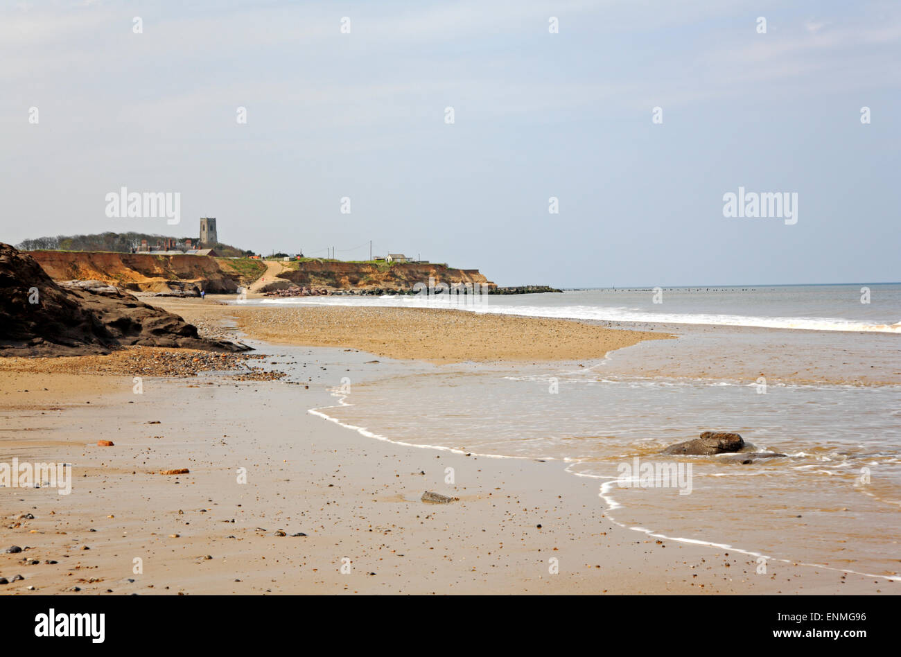 A view of the beach and cliffs at Happisburgh, Norfolk, England, United ...