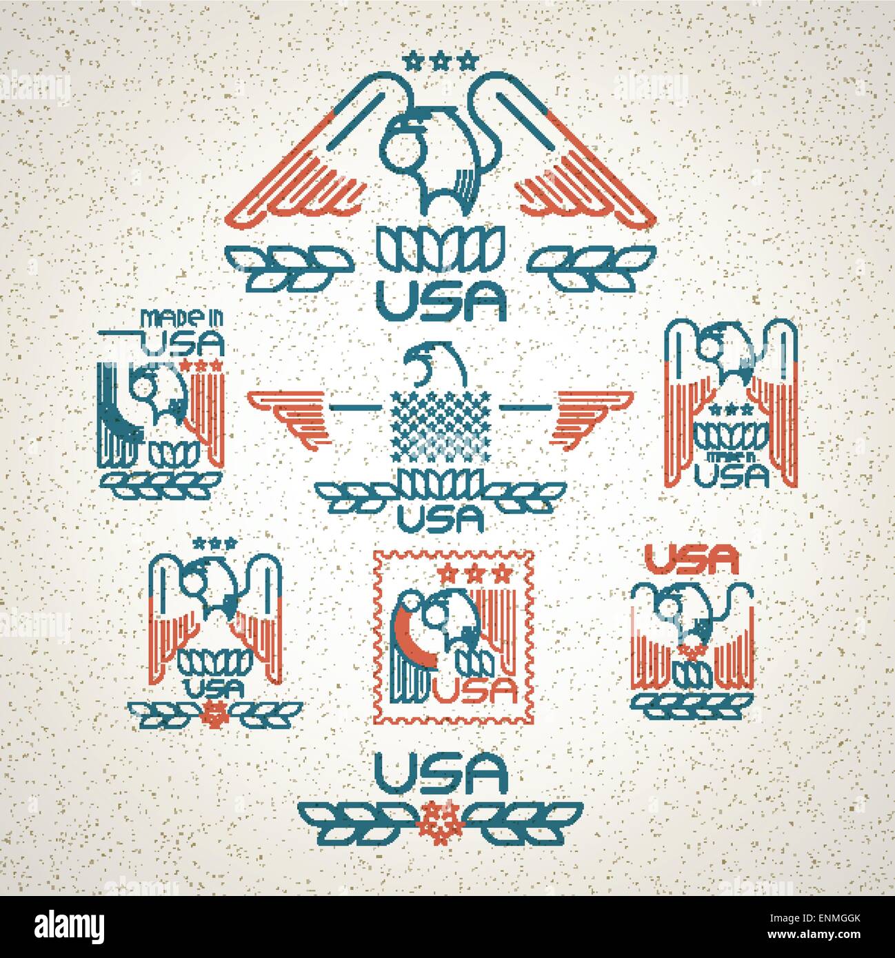 Made in the USA Symbol with American flag and eagle Set of templates ...