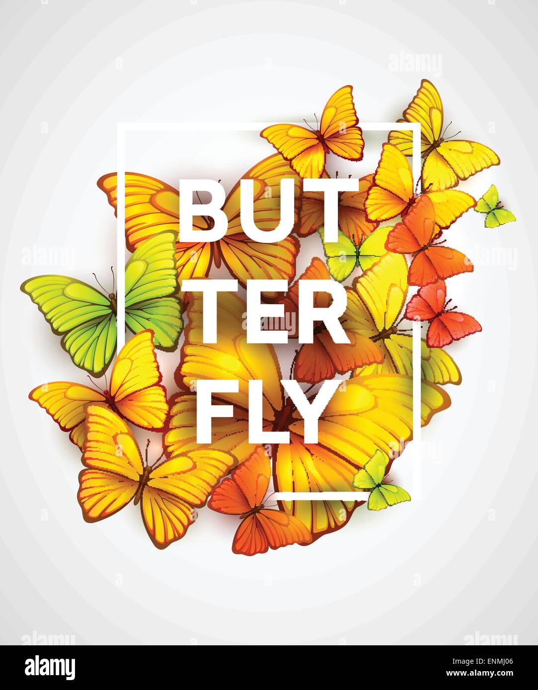 The modern poster with beautiful butterflies. Vector illustration EPS ...