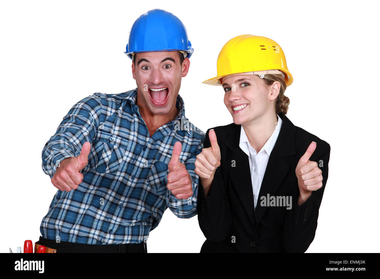 Architect and builder jubilant Stock Photo - Alamy