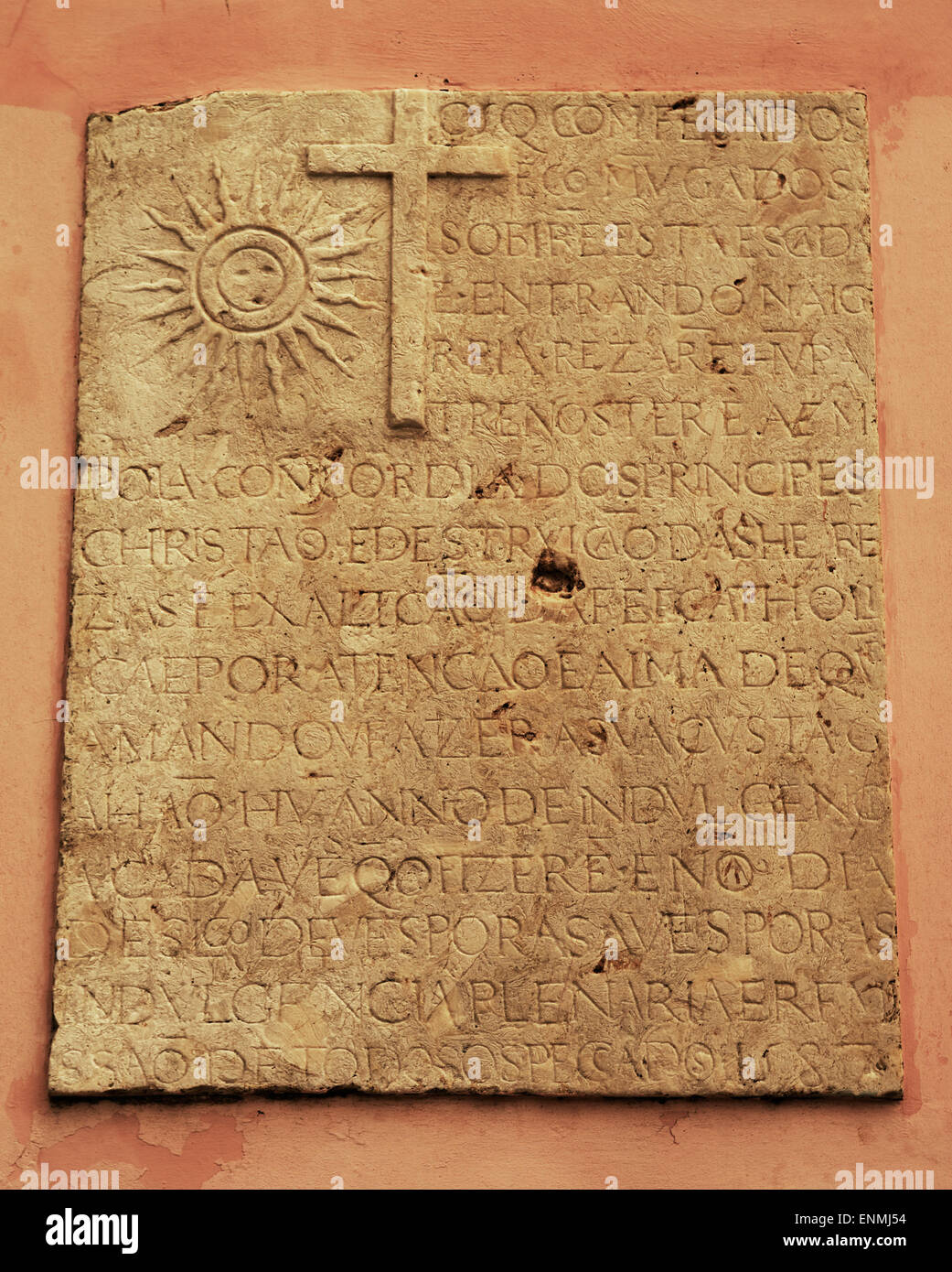 Ancient church inscription in Lisbon Stock Photo - Alamy
