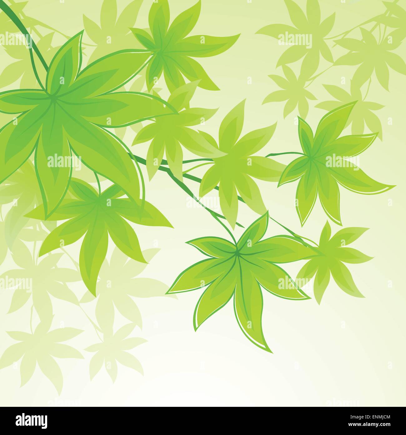 Natural vector background with green spring leaves EPS10 Stock Vector ...