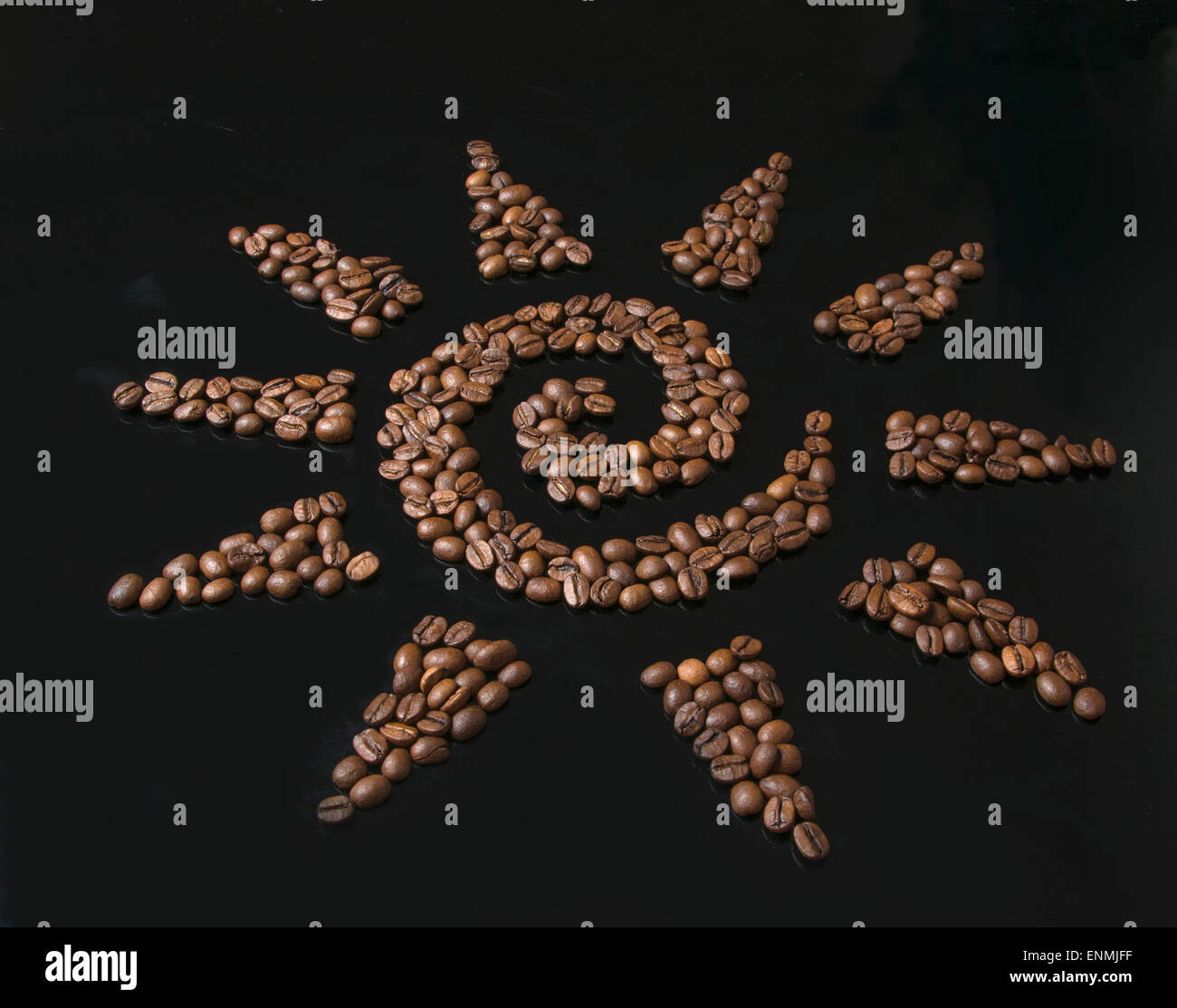 Sun of coffee beans Stock Photo - Alamy