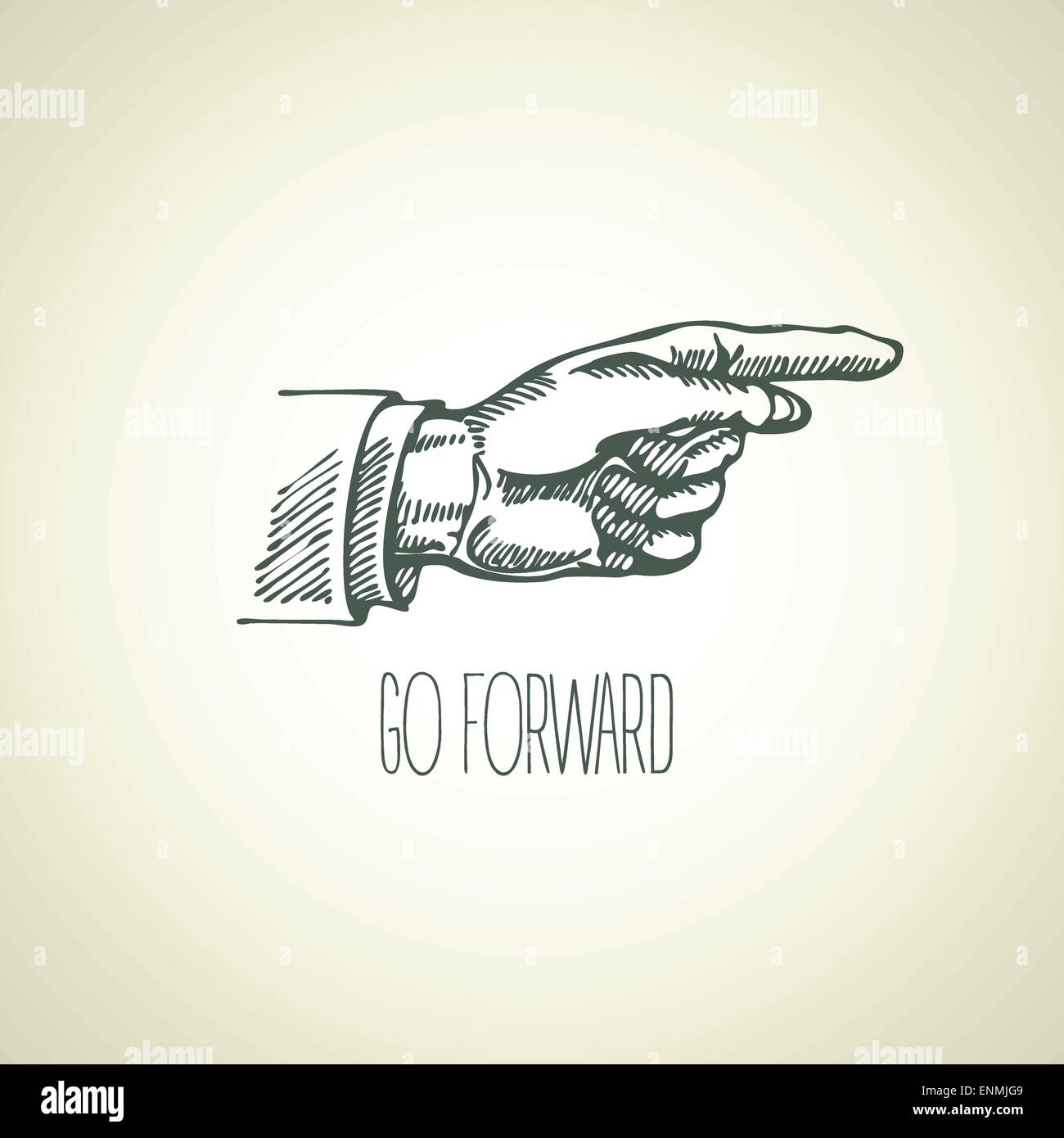Vintage hand-drawn sign pointer hand. Vector illustration EPS10 Stock ...