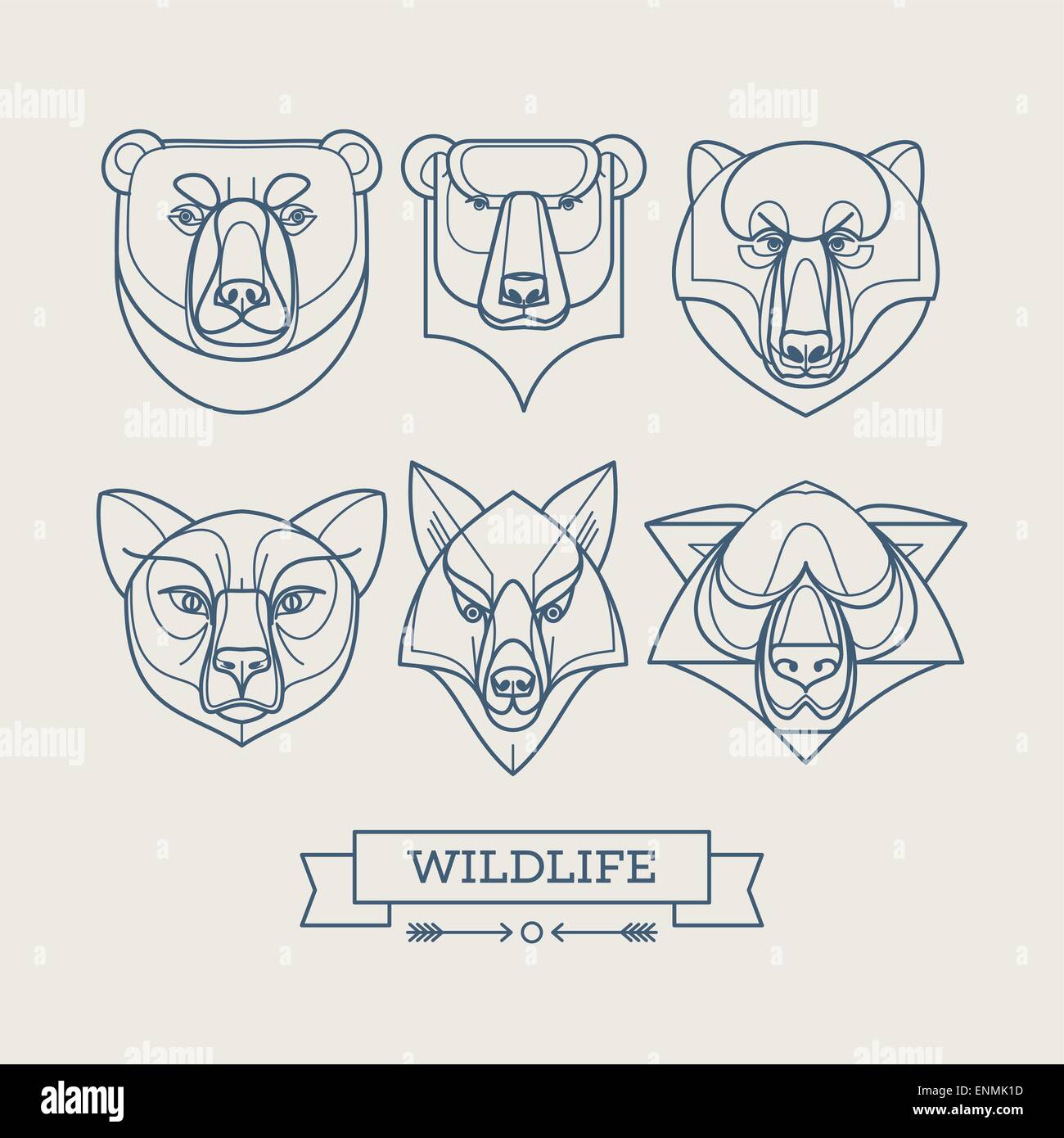 Animals linear art icons. Vector illustration EPS10 Stock Vector Image ...
