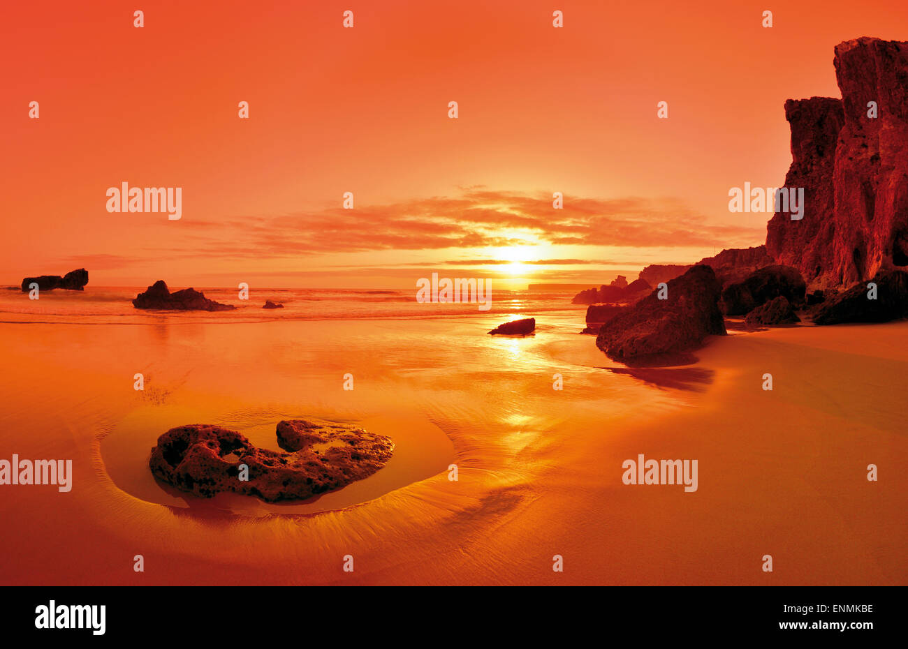 Beautiful sunset portugal beach hi-res stock photography and images - Alamy