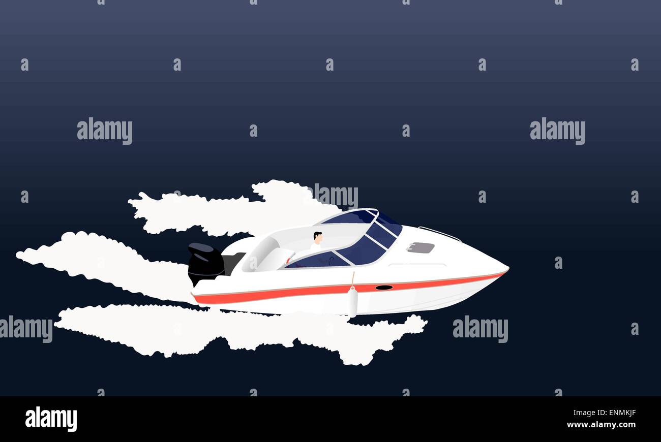 Speed motor boat with ripples. EPS 10 vector illustration Stock Vector ...
