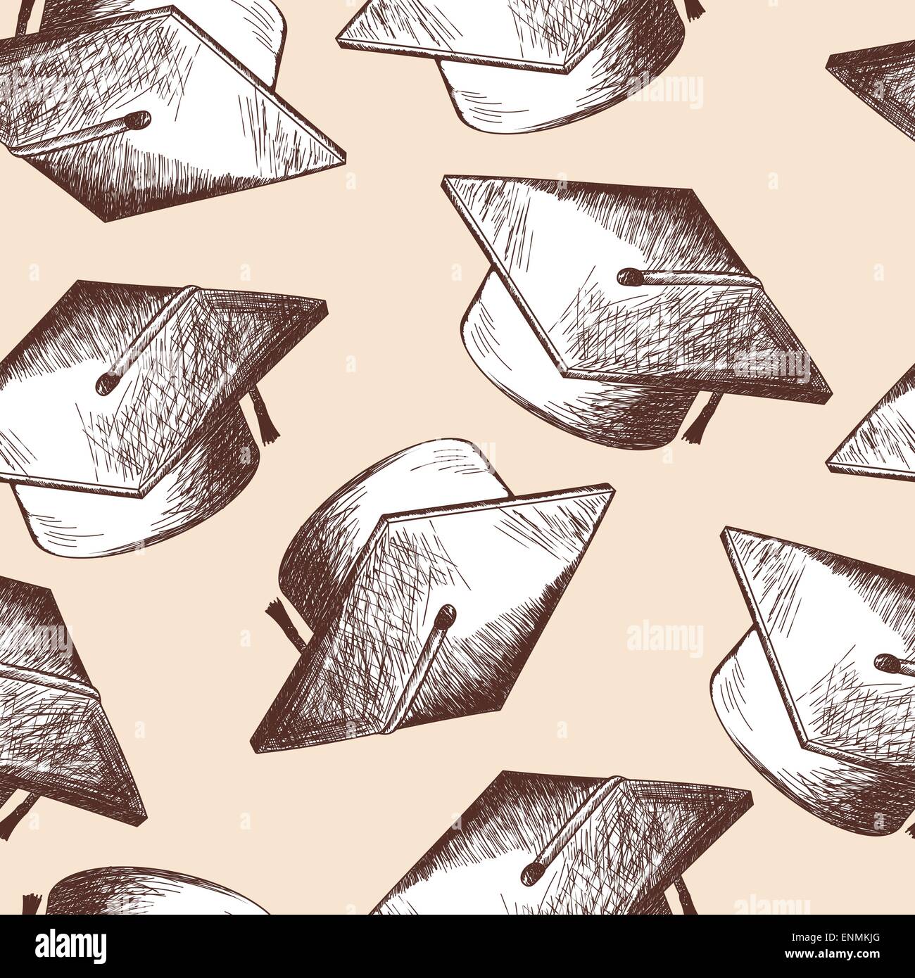 Graduation cap seamless doodle pattern. EPS 10 vector illustration ...