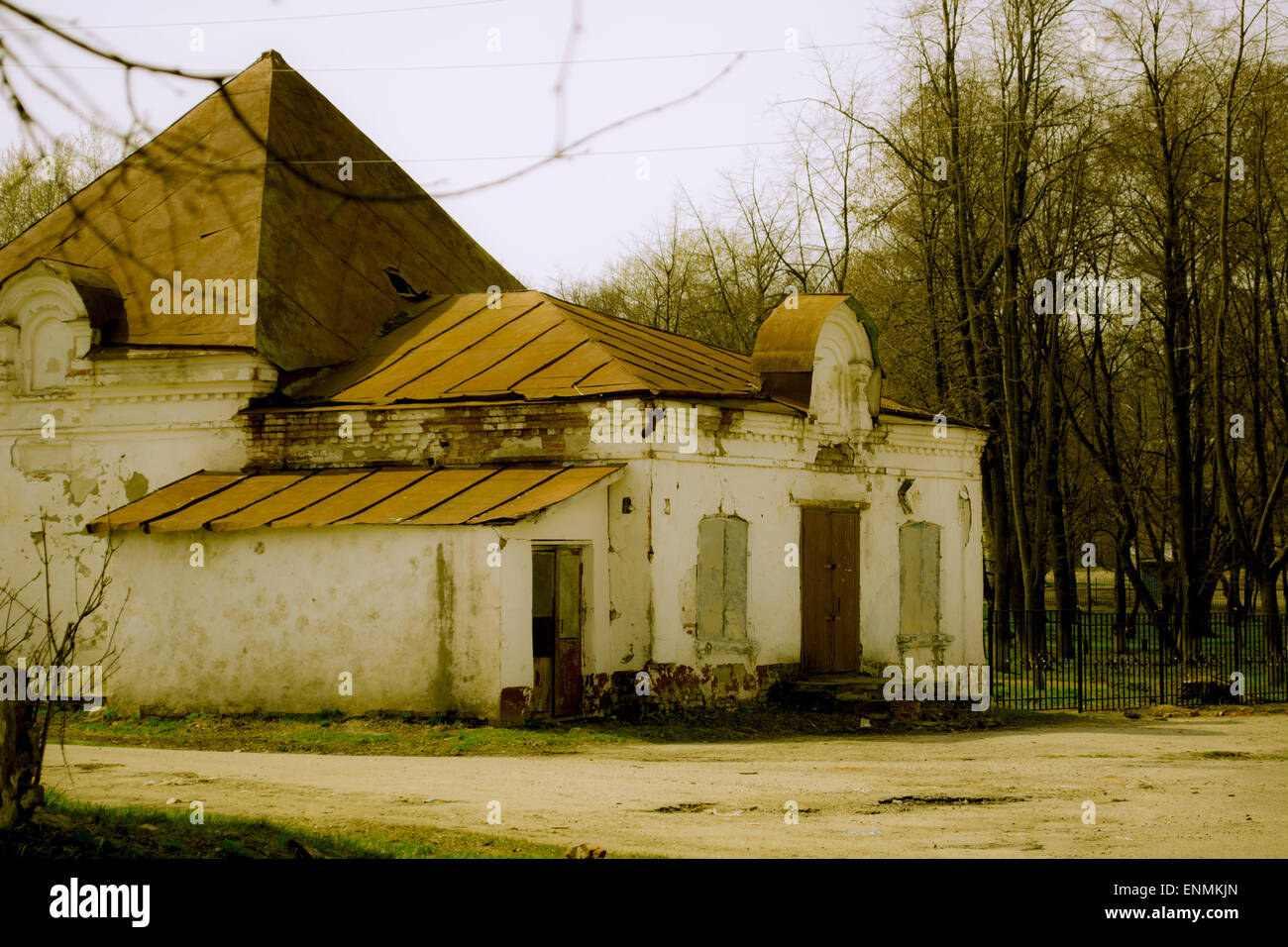 Small ruined brick shop in the Russian province brings sadness Stock ...