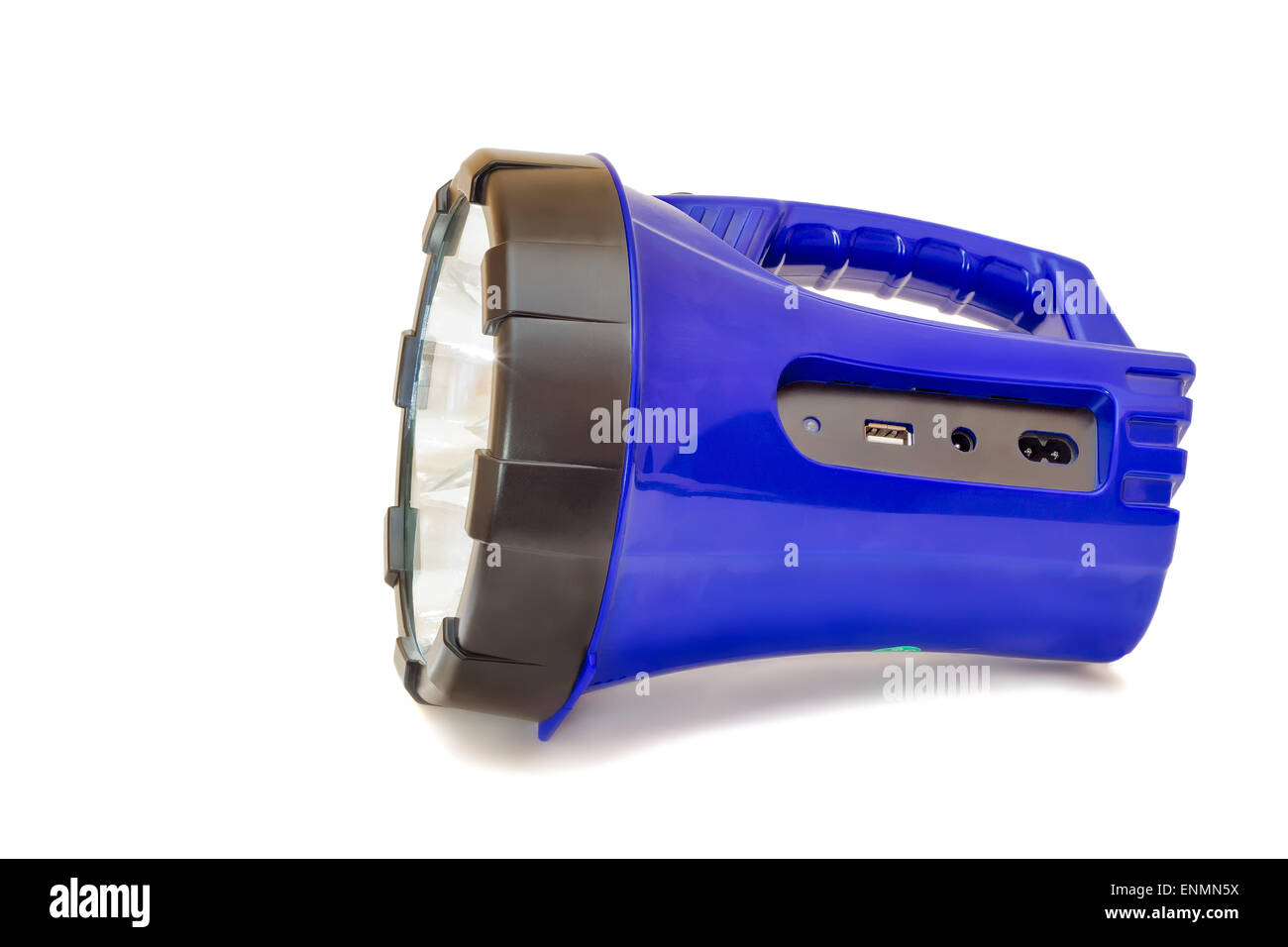 Comfortable small battery electric torch orange. Presented on a white ...