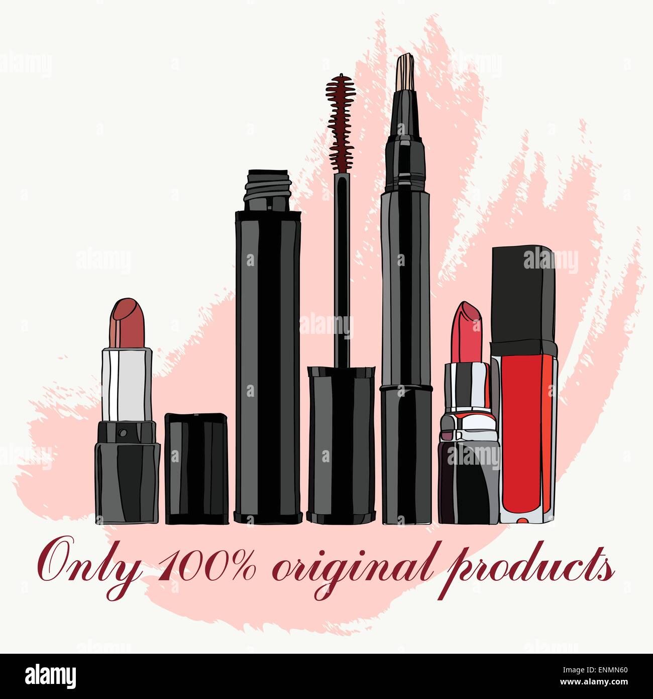 set of cosmetics: mascara, concealer, lip gloss and a few lipsticks ...