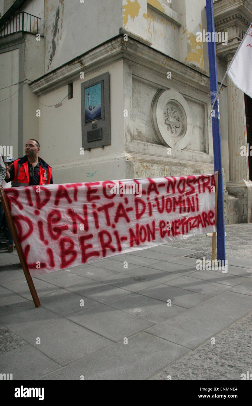 Italy. 08th May, 2015. Disabled people protesting at Giugliano. They ...