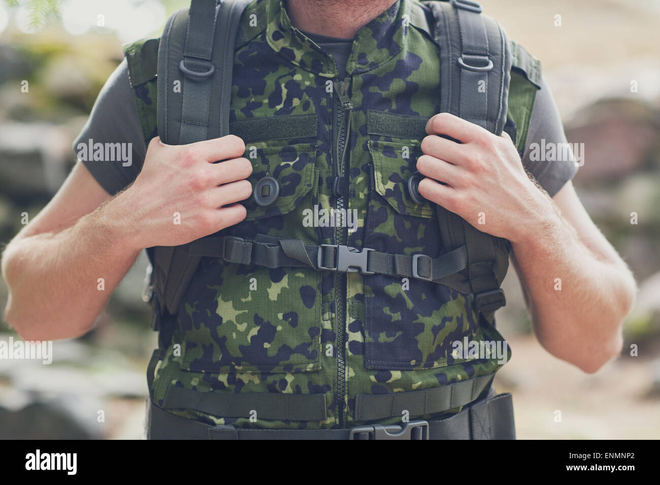 Vest backpack hi-res stock photography and images - Alamy